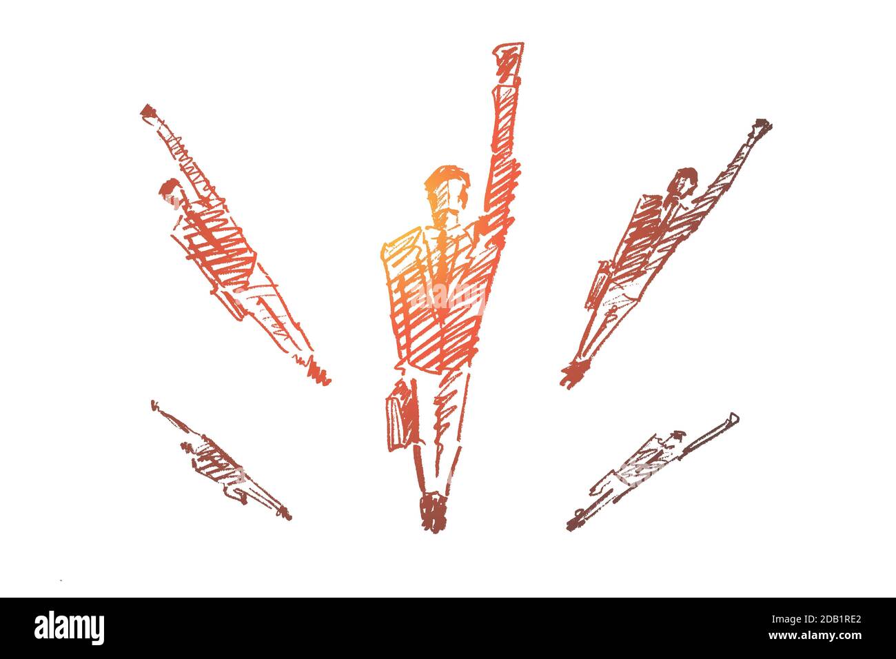 Hand drawn business people jumping forward Stock Vector Image & Art - Alamy