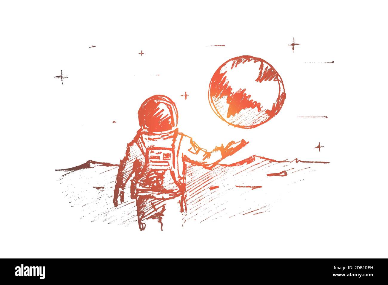 Hand drawn first man on the Moon Stock Vector Image & Art - Alamy