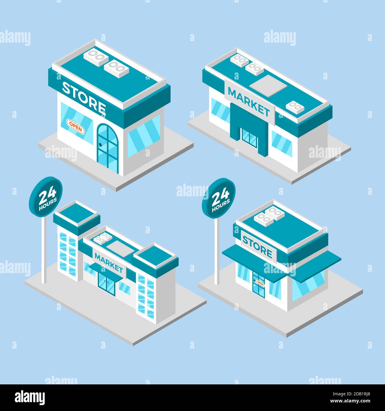 Isometric store collection concept Vector illustration Stock Vector ...