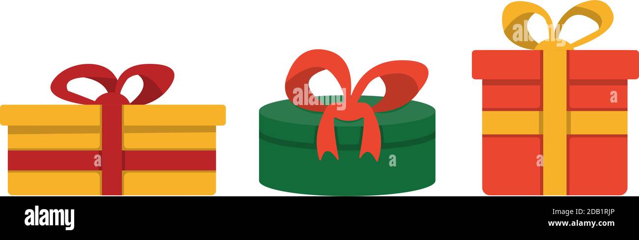 Gift boxes with bows cartoon illustration isolated on white background ...
