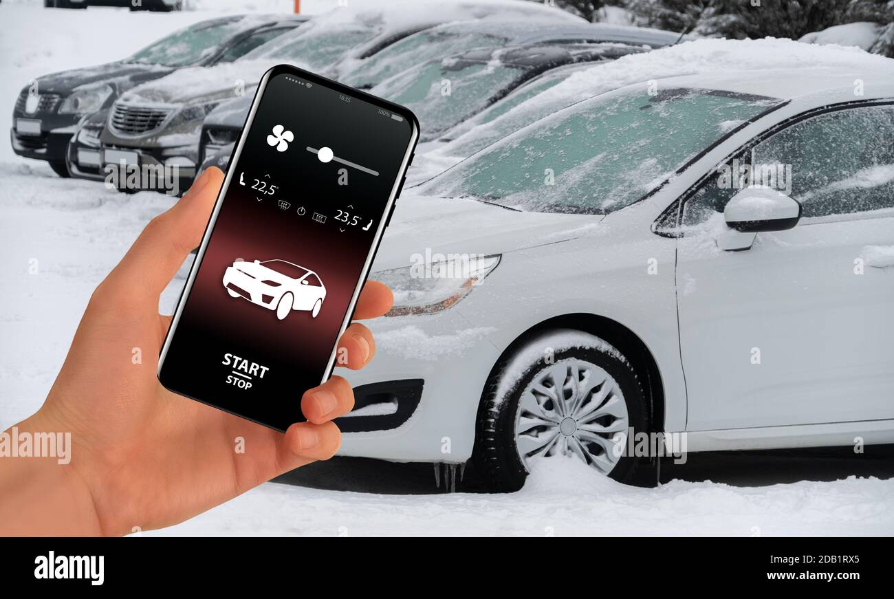 Application for remote engine start and car warm-up Stock Photo - Alamy