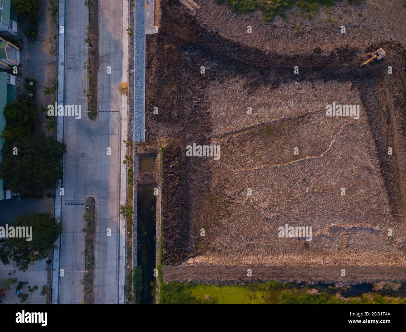 Aerial top view of road and construction space Stock Photo - Alamy
