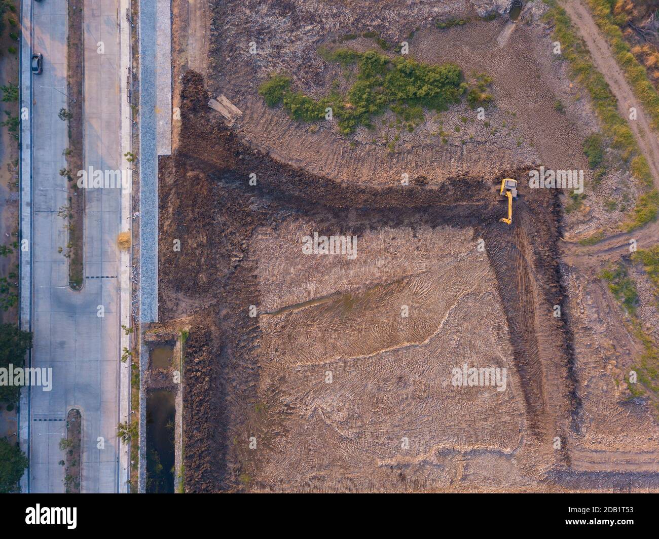 Aerial top view of road and construction space Stock Photo - Alamy
