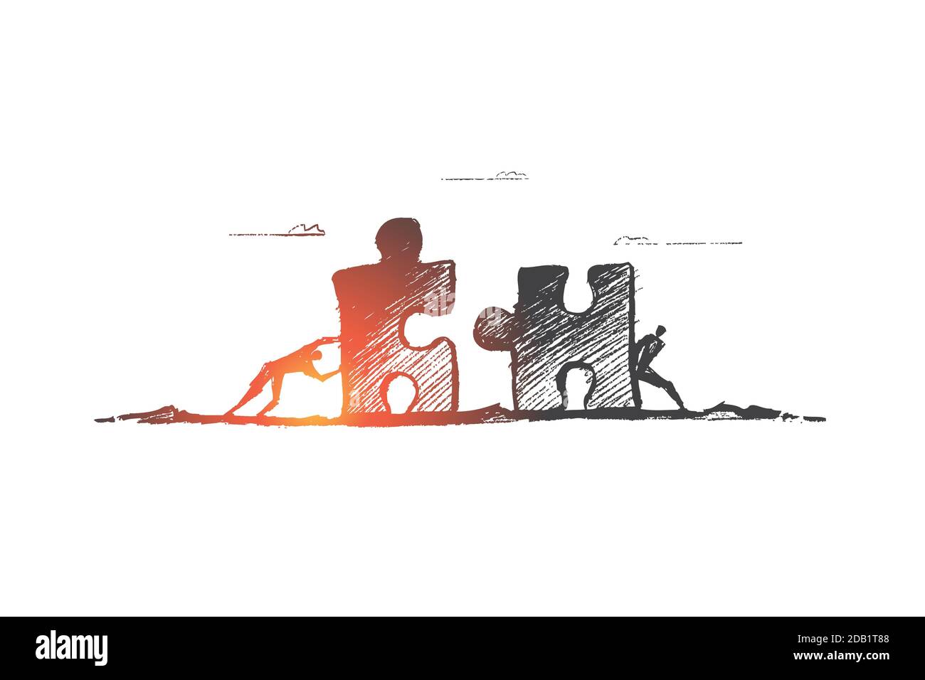 Hand drawn teamwork vector concept Stock Vector Image & Art - Alamy