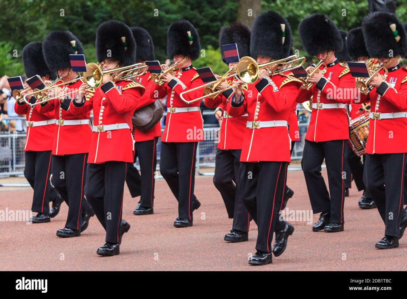 Musicians of the Royal Foot Guards massed bands, soldiers marching ...