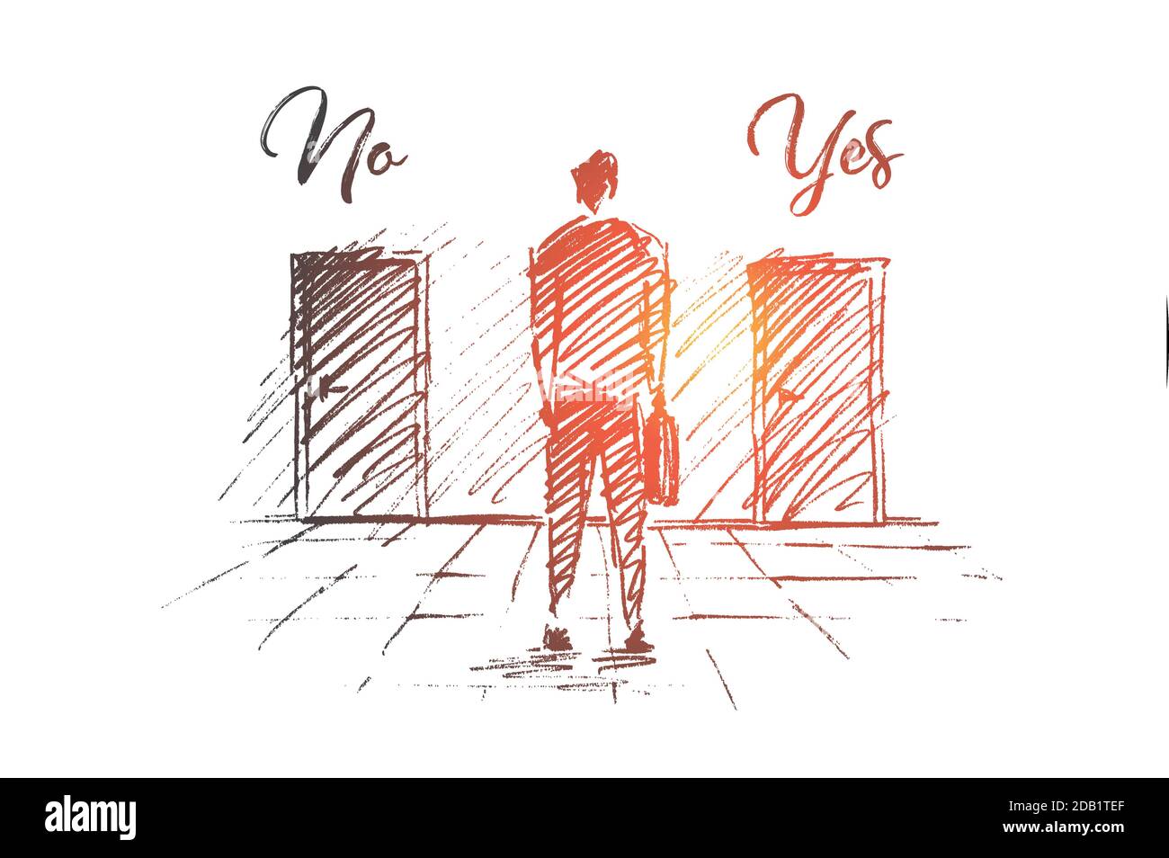 Vector hand drawn No Yes business solution concept sketch Stock Vector ...