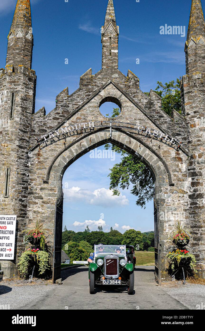 The Impressive gated entrance to Taymouth Castle at Kenmore Perthshire ...