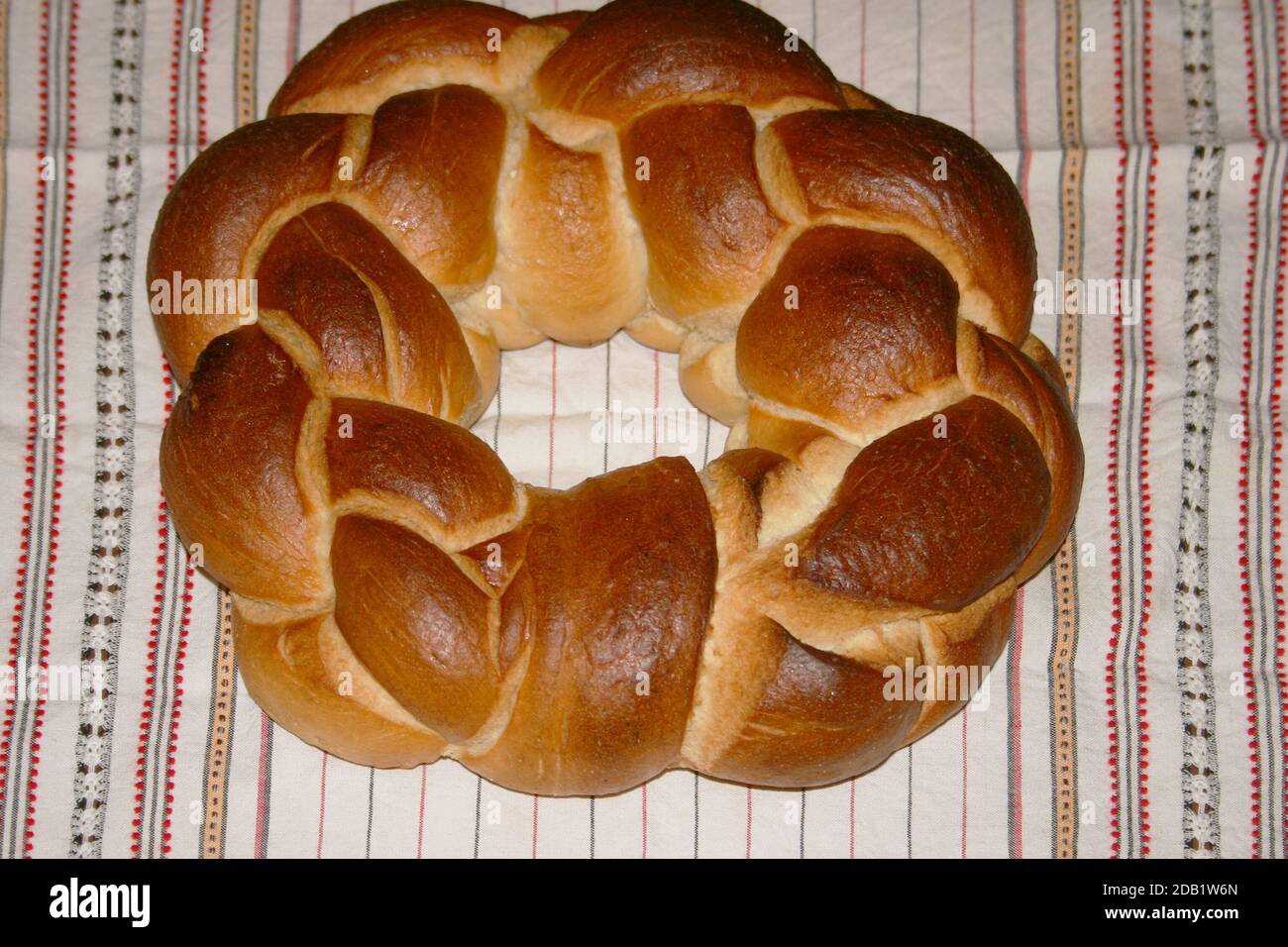 Round large braided bread in Romania Stock Photo - Alamy