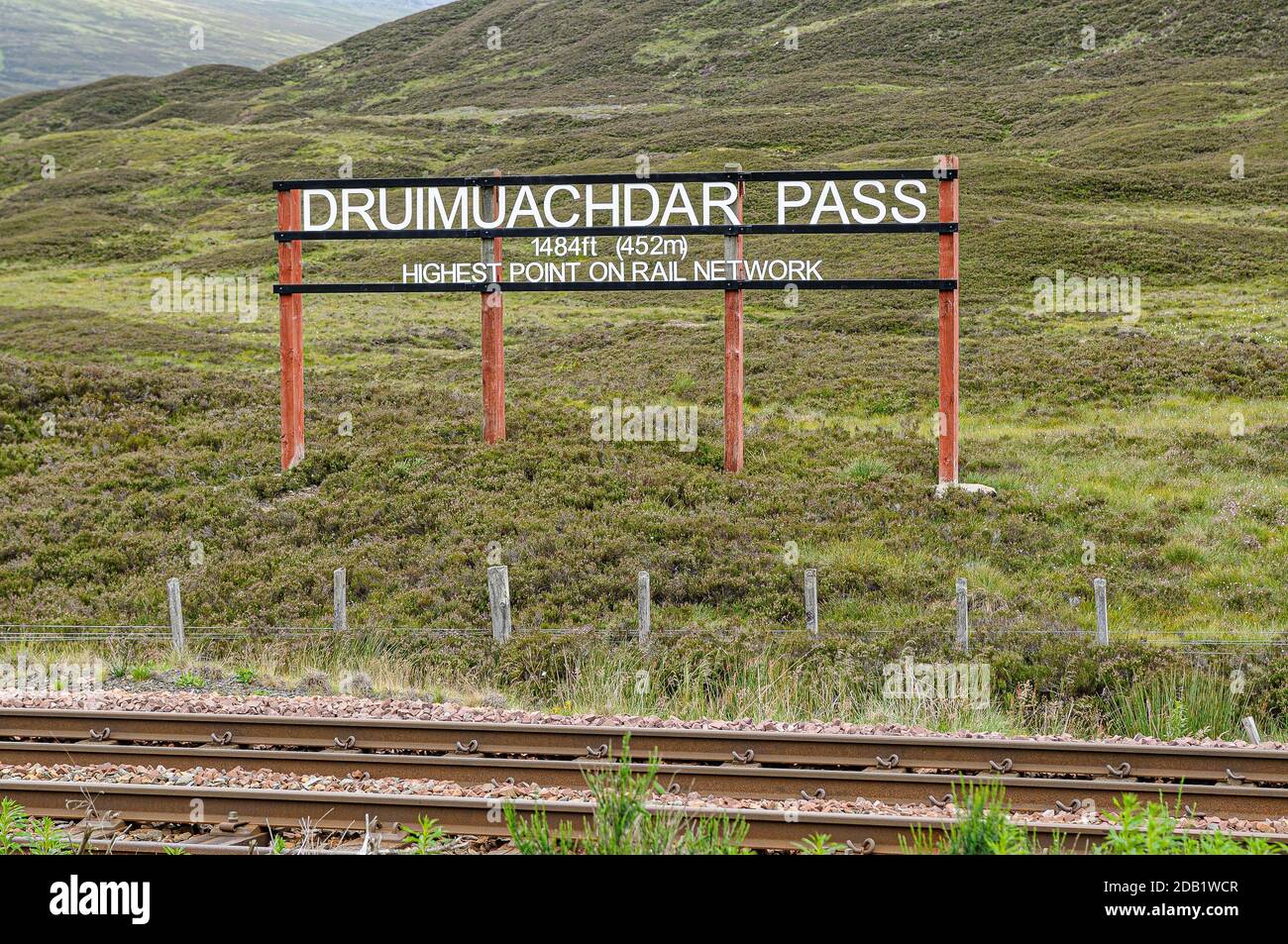 A sign that marks the highest point in the whole of the UK railway ...
