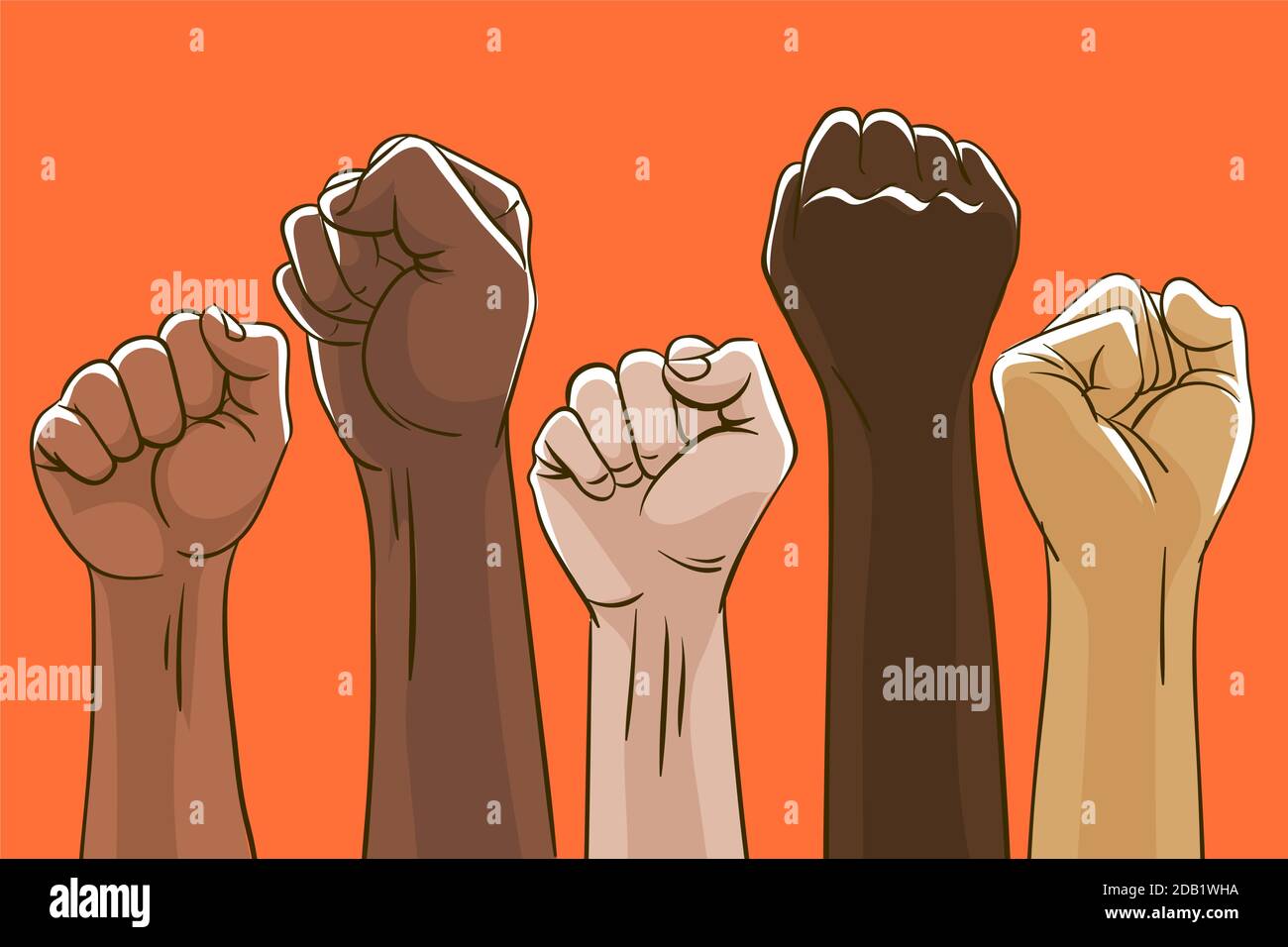 Group of multiracial raised fists together Vector illustration Stock ...