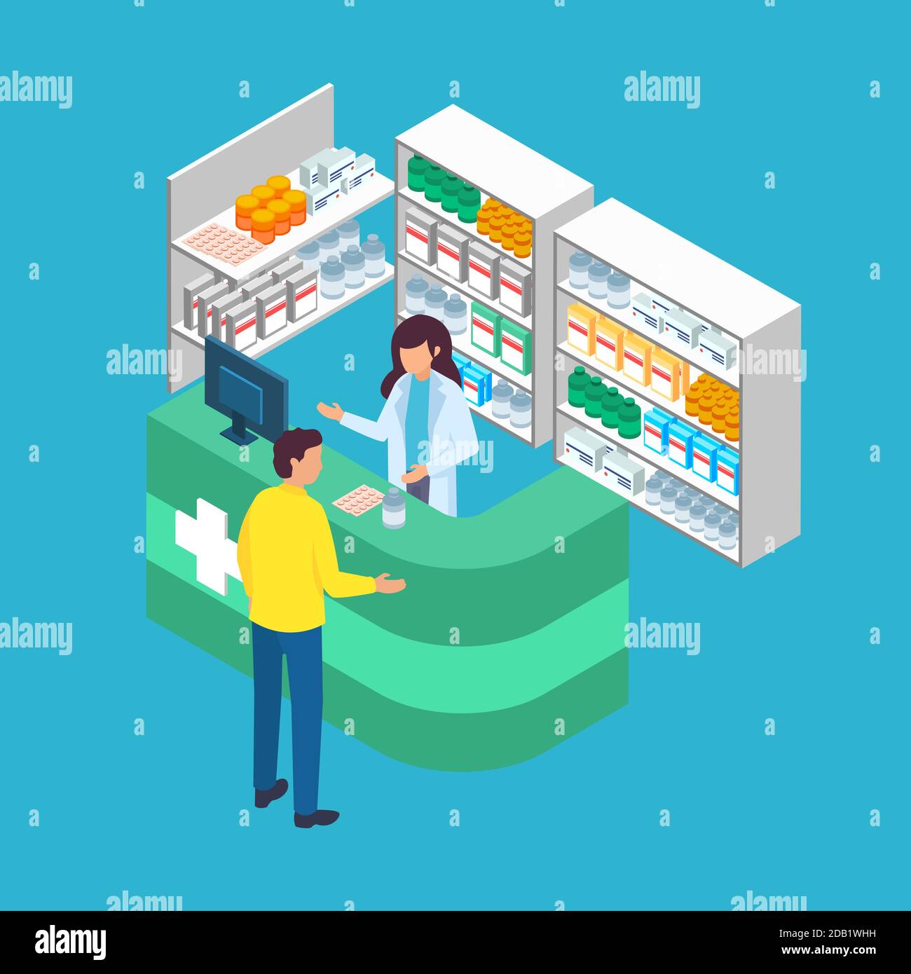 Isometric pharmacy concept Vector illustration Stock Vector Image & Art ...