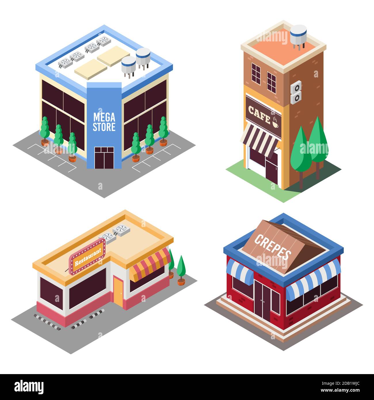 Isometric store collection concept Vector illustration Stock Vector ...