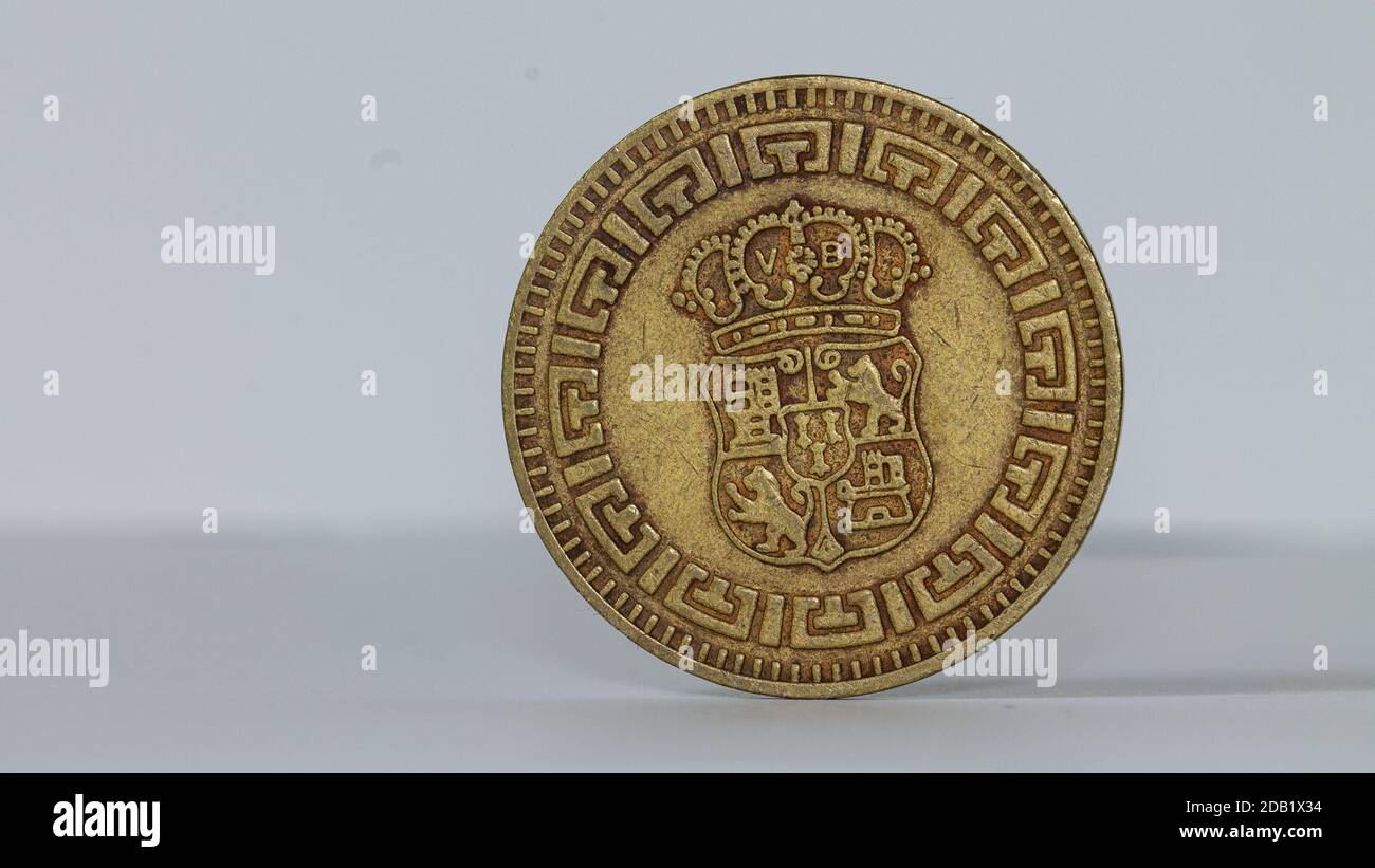 Old rusty ancient coin with detailed symbols, golden, isolated ...