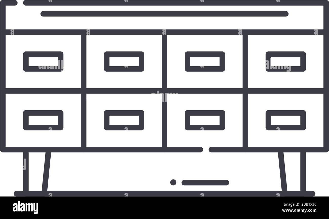 Chest drawer icon, linear isolated illustration, thin line vector, web ...