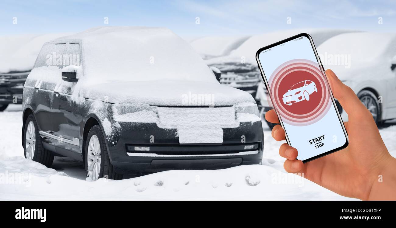 Application for remote engine start and car warm-up Stock Photo - Alamy