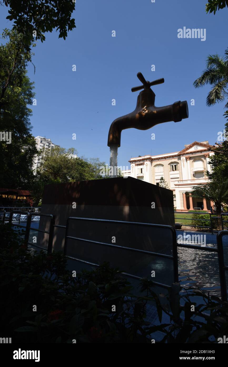 Giant Magic Tap, an outdoor floating tap fountain hovering above a pool ...
