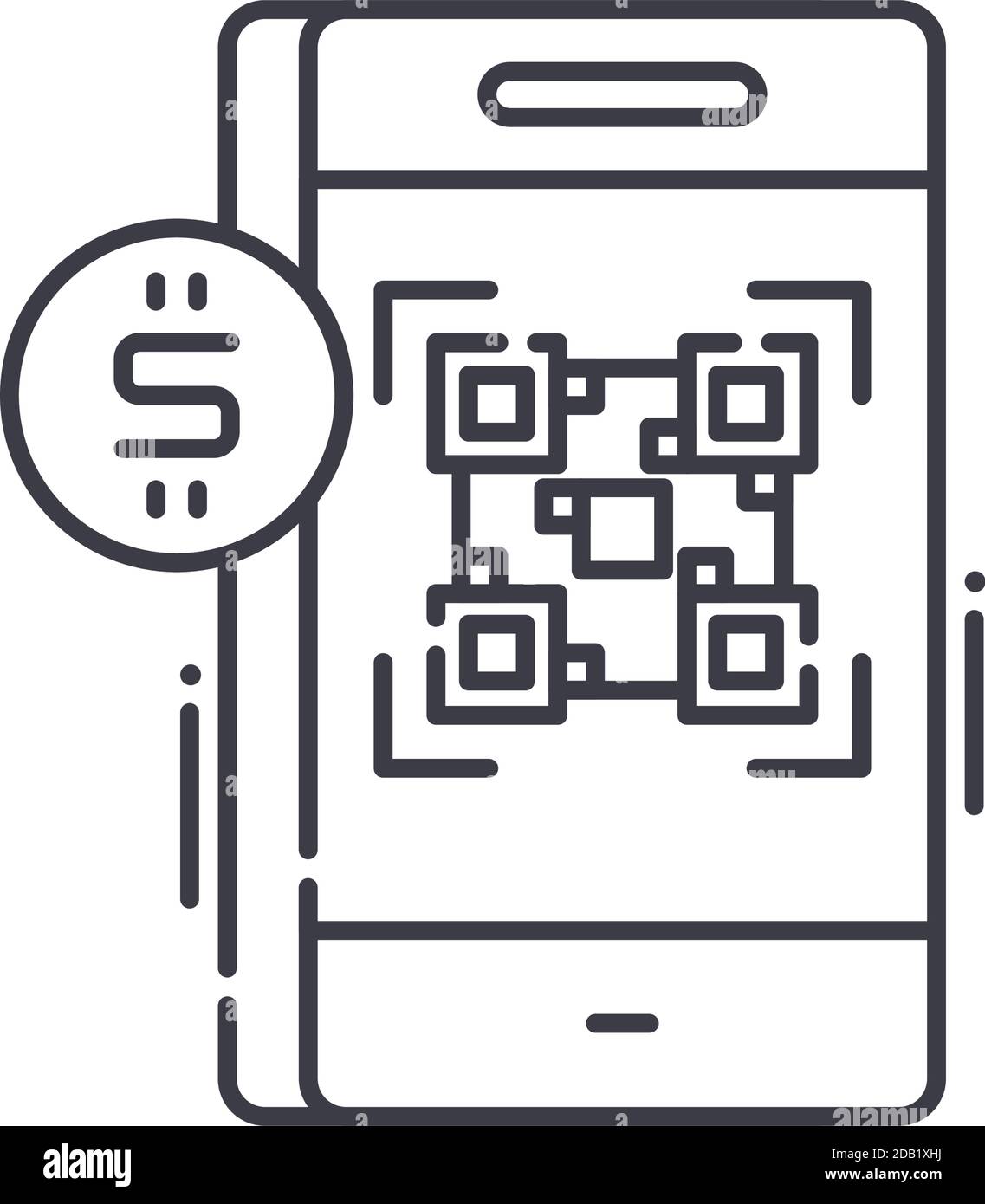 Cashless management icon, linear isolated illustration, thin line ...