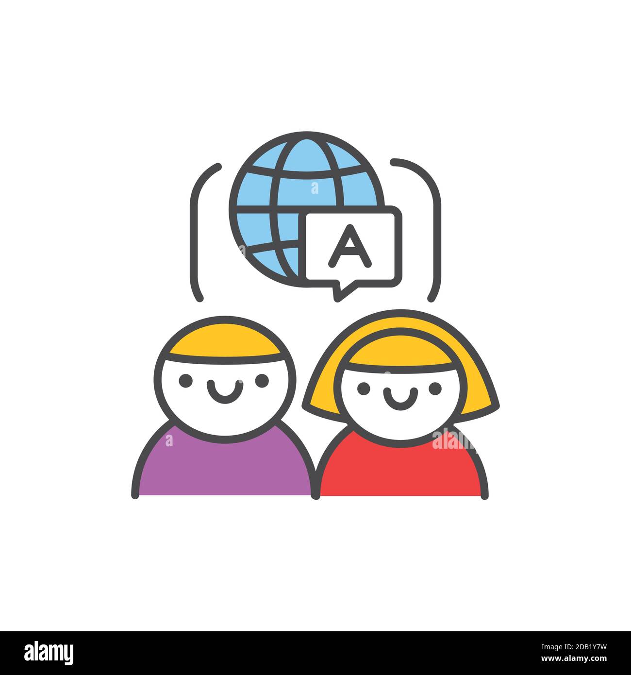 Teaching a foreign language color line icon. Pictogram for web page ...