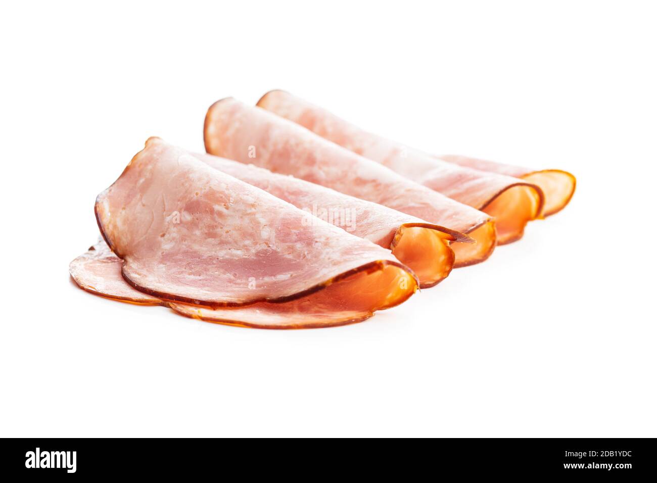 Sliced salami sausage. Smoked ham isolated on white background Stock ...