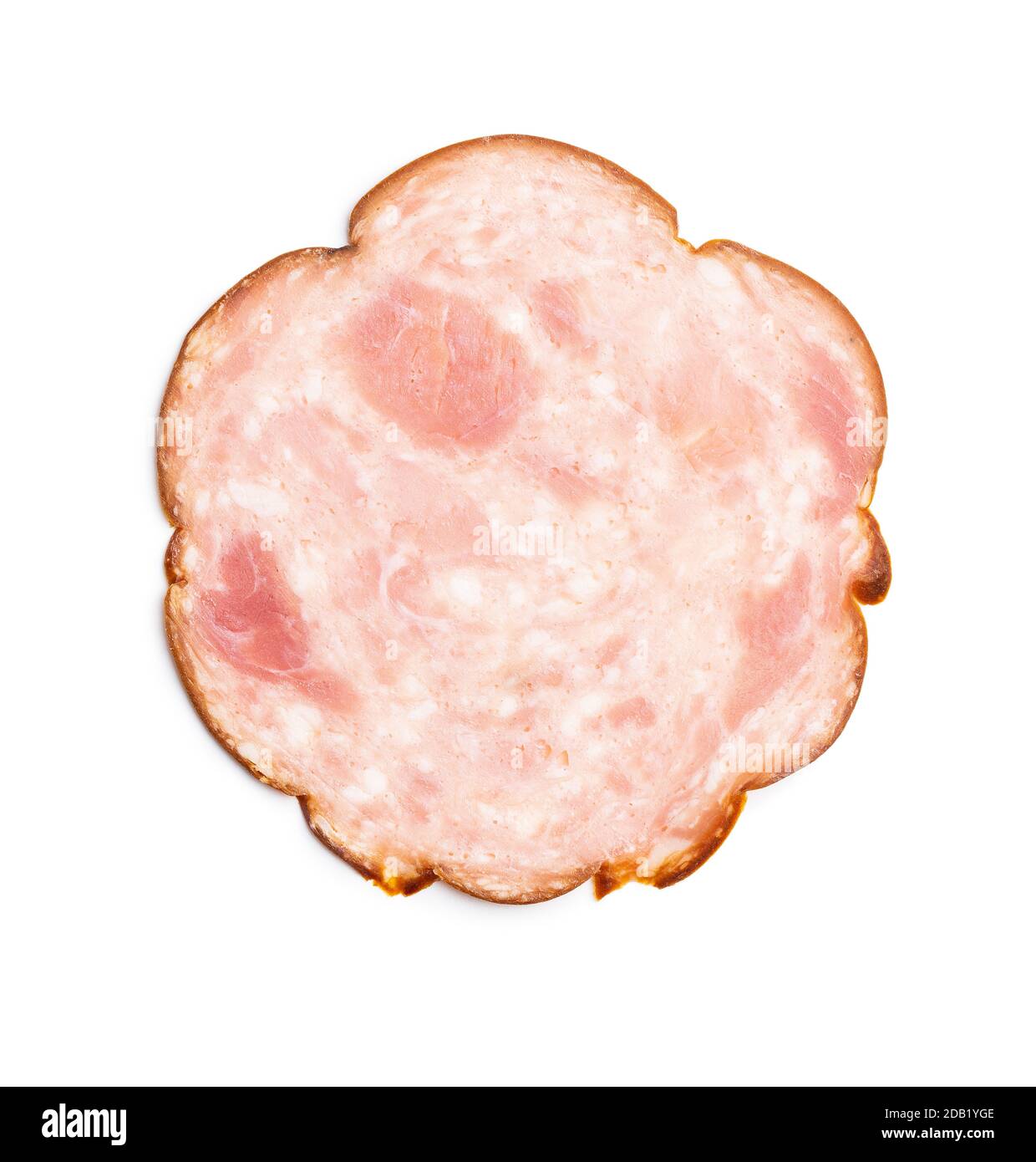 Sliced salami sausage. Smoked ham isolated on white background Stock ...