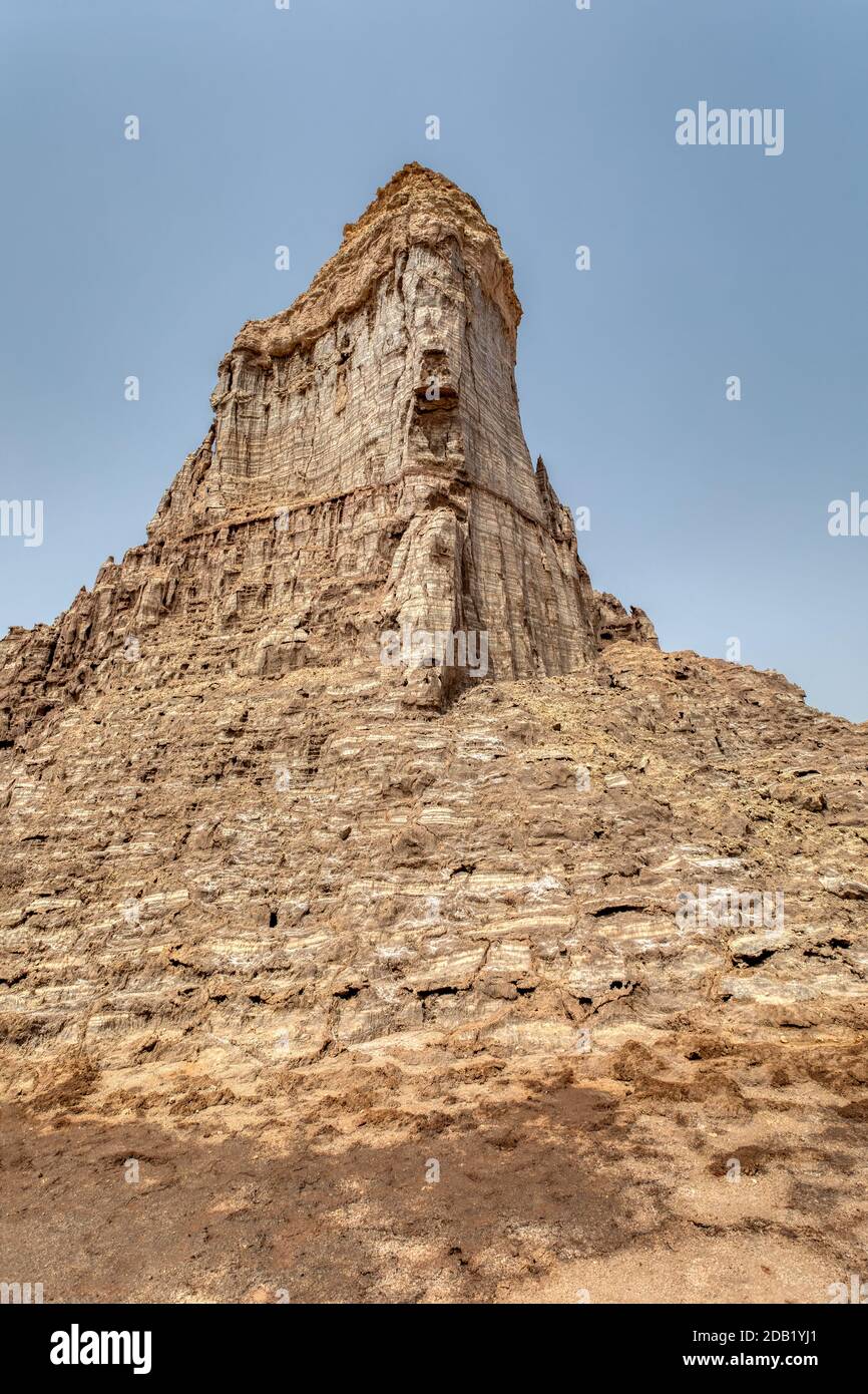 High rock formations rise in the Danakil depression like stone rock ...