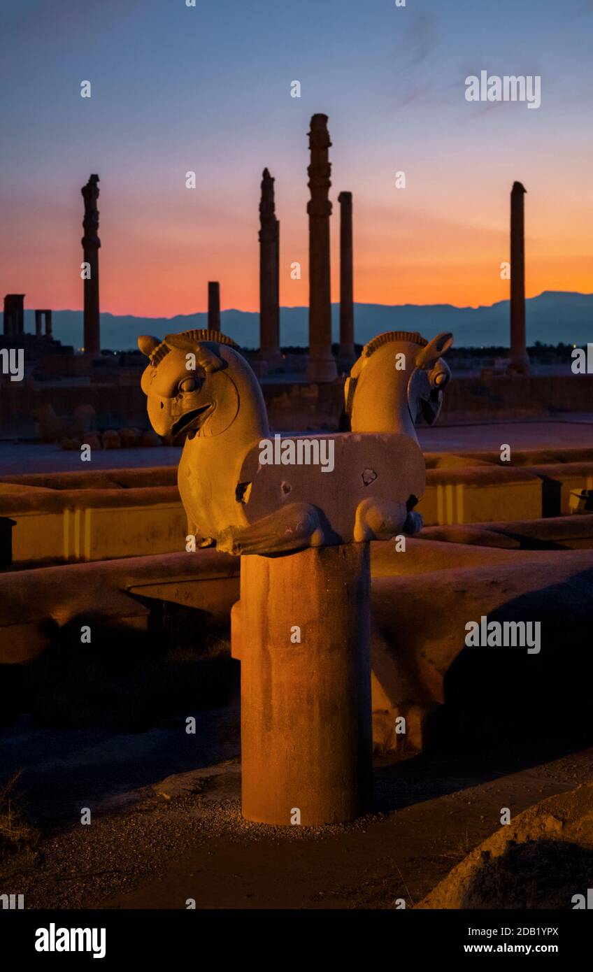 stone griffin protome column capital, ( Achaemenid griffin ...