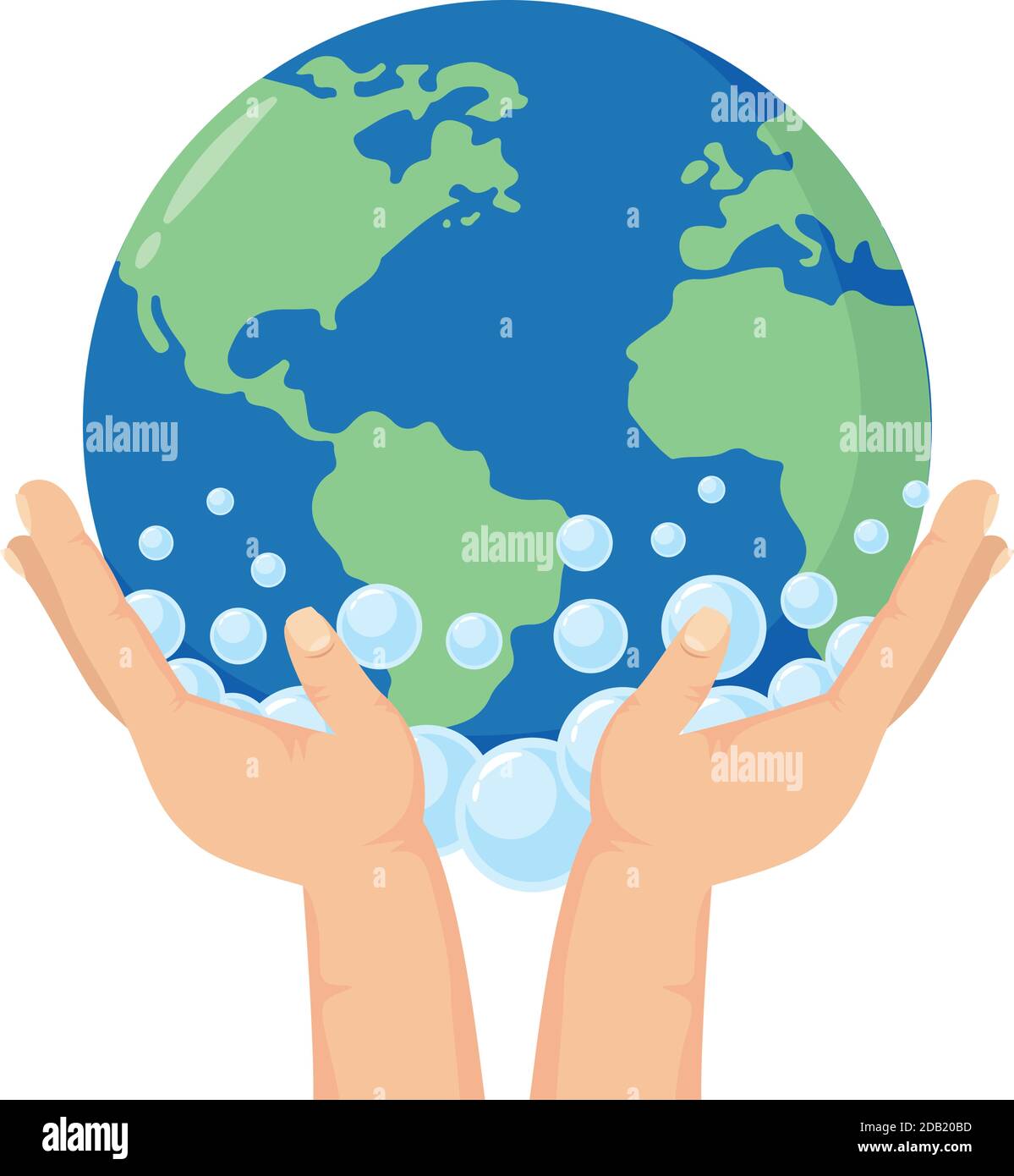 hands human washing with foam lifting earth vector illustration design ...