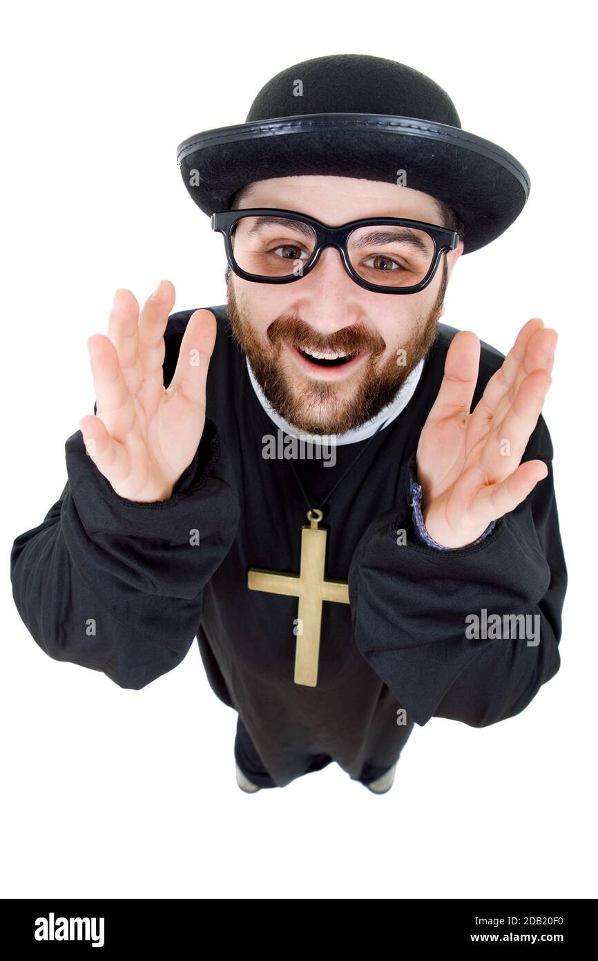 young man dressed as priest, isolated on white Stock Photo - Alamy
