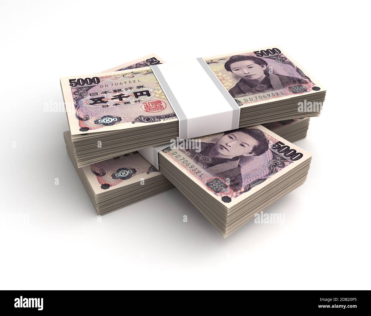 Stack of Japanese Yen (Isolated on white background Stock Photo - Alamy