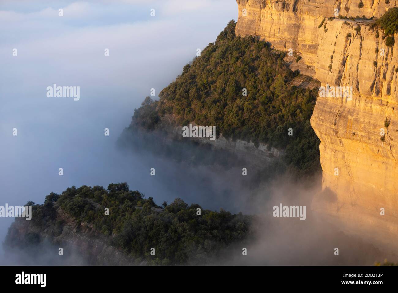 Misty sunrise on Tavertet Cliffs (Cingles de Tavertet). Tavertet ...