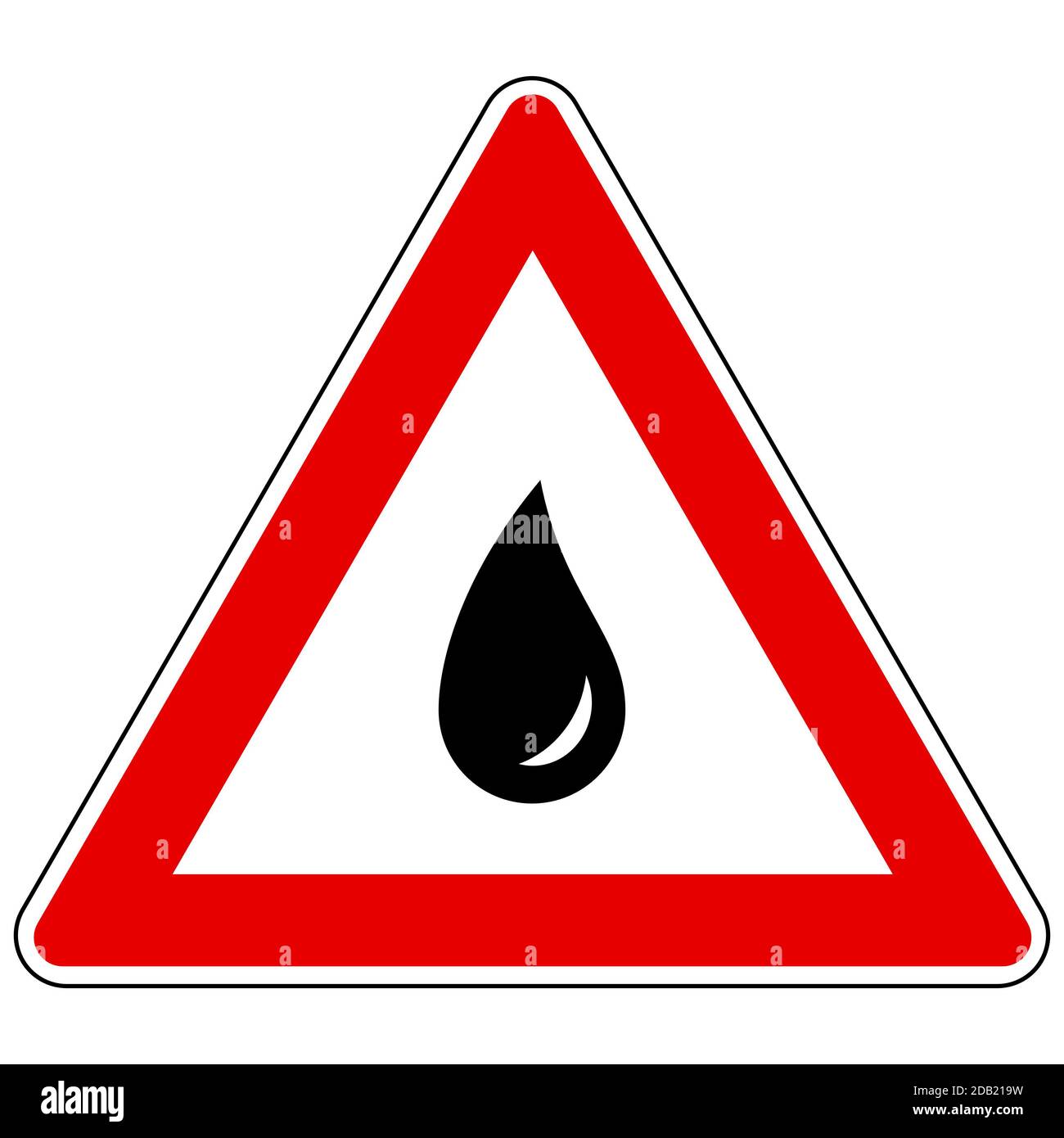 Water drop and attention sign Stock Photo - Alamy