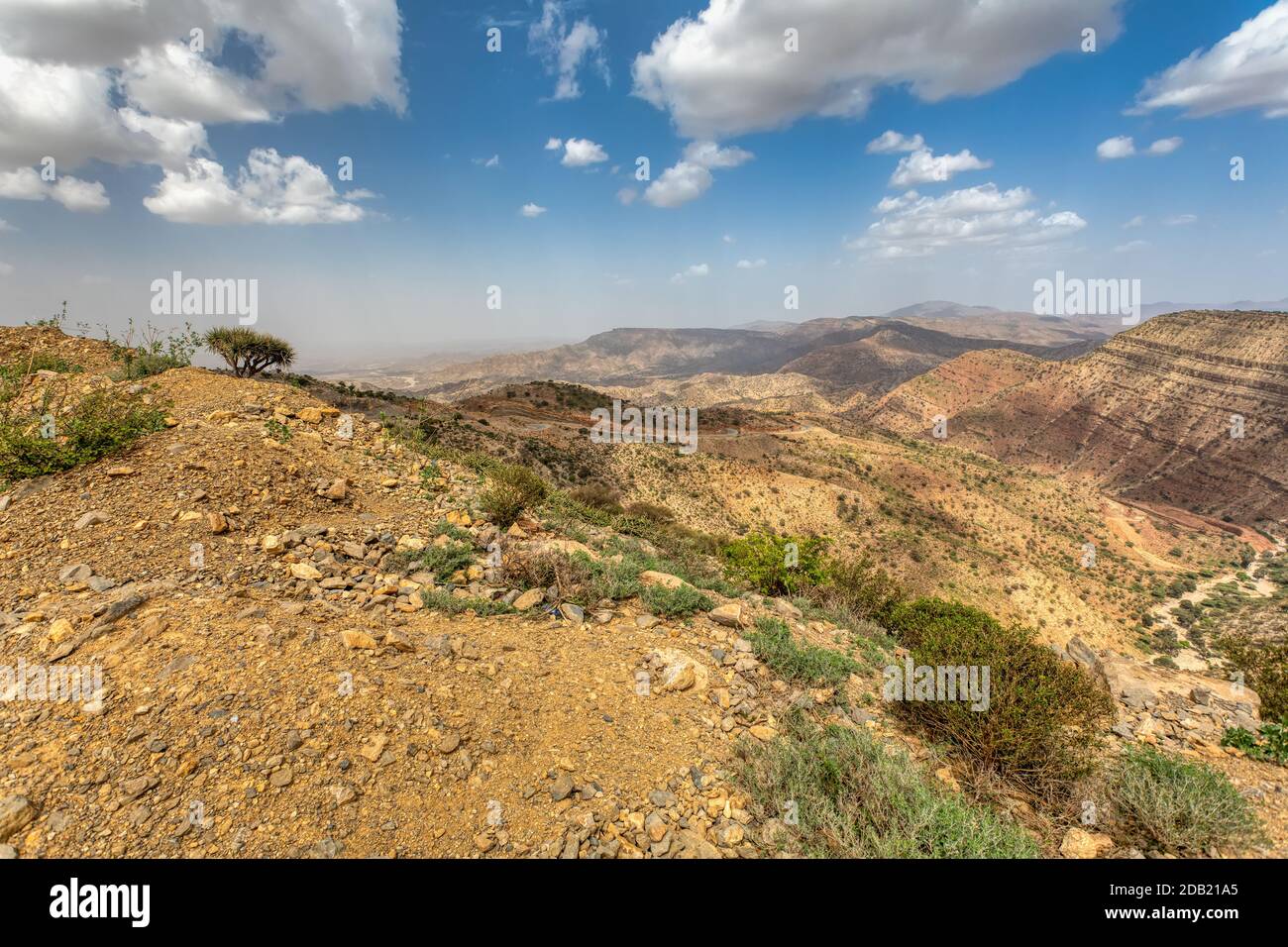 Beautiful highland landscape with valley. Afar region near city Mekelle ...
