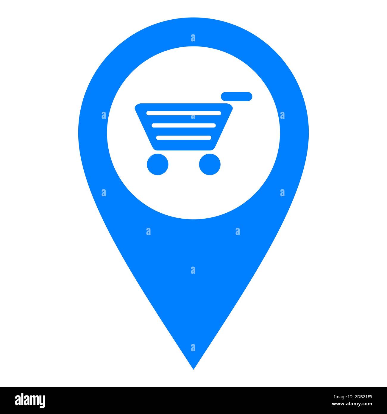 Shopping cart and location pin Stock Photo - Alamy