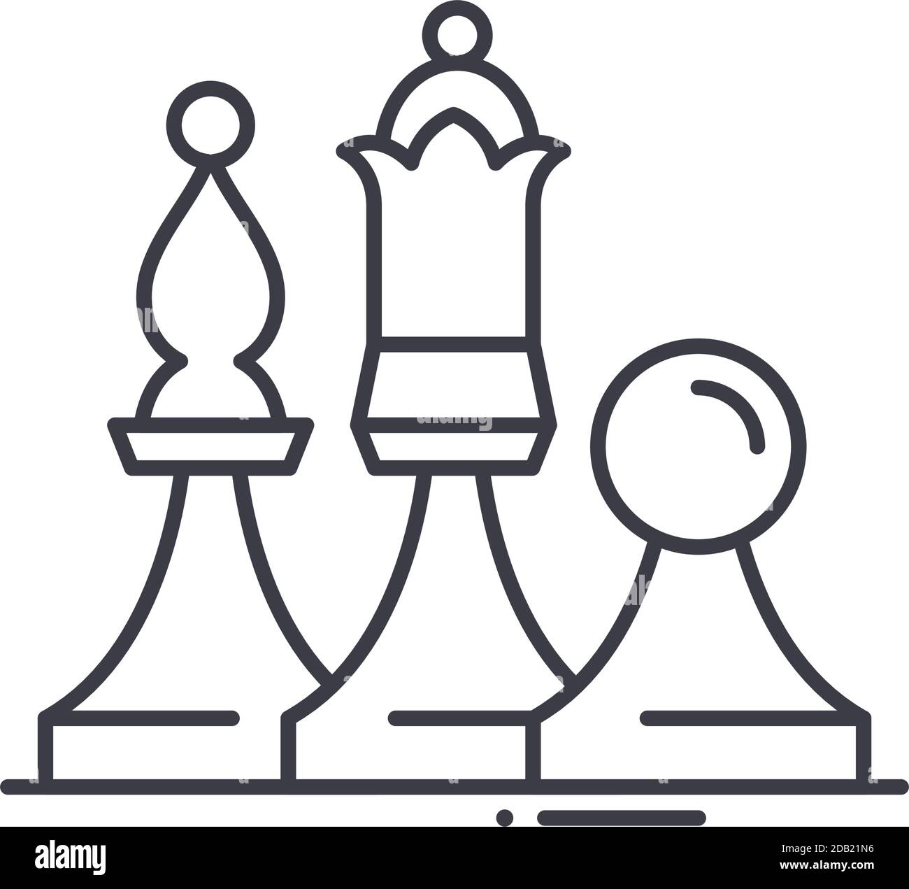 Chess icon, linear isolated illustration, thin line vector, web design sign, outline concept ...