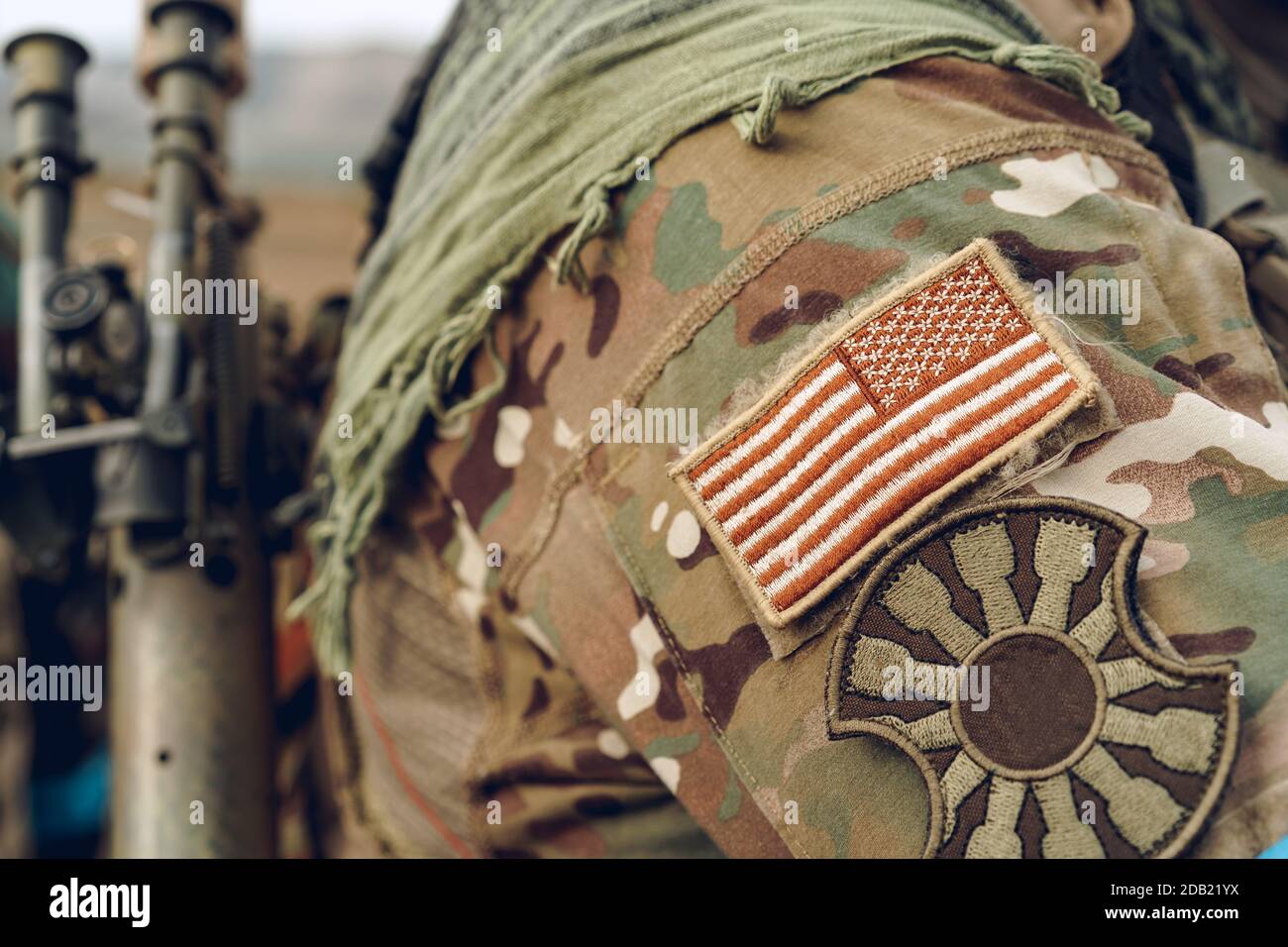 USA flag patch on military uniform of american soldier Stock Photo - Alamy