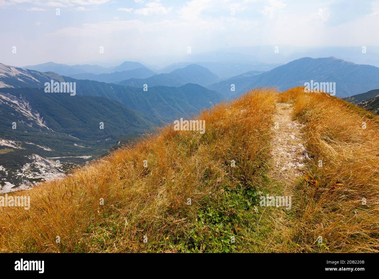 Trail in the top of mount Vogul. Triglav National Park, Julian Alps ...