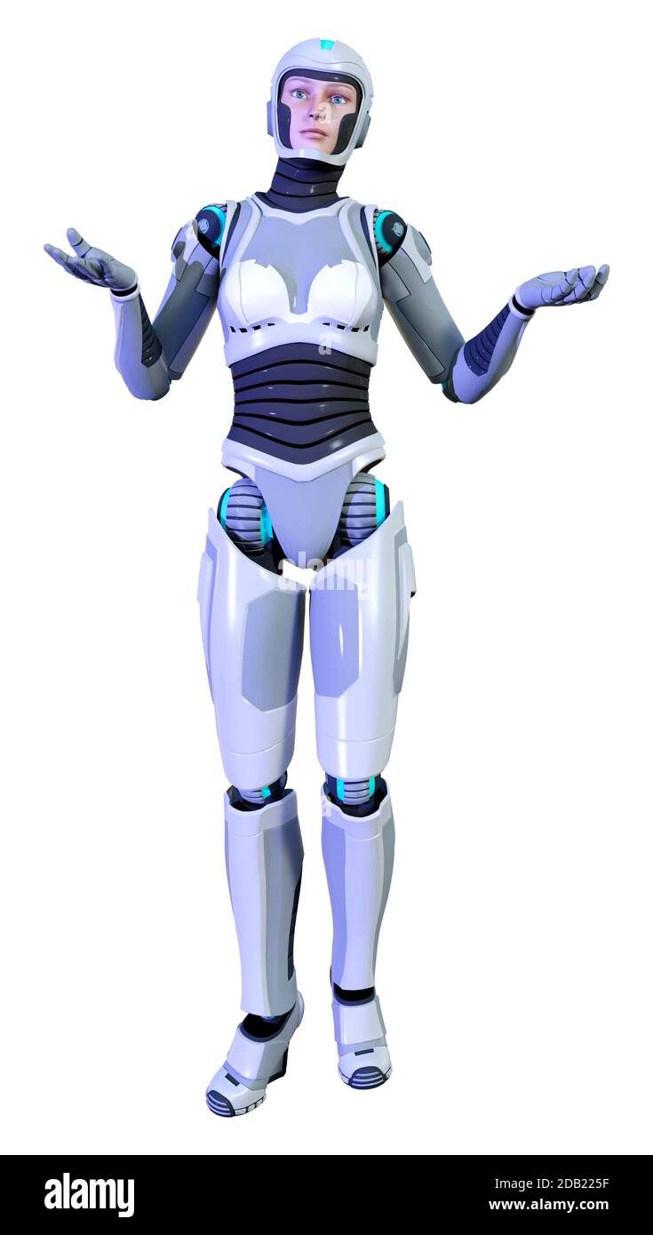 3D rendering of a female robot isolated on white background Stock Photo ...