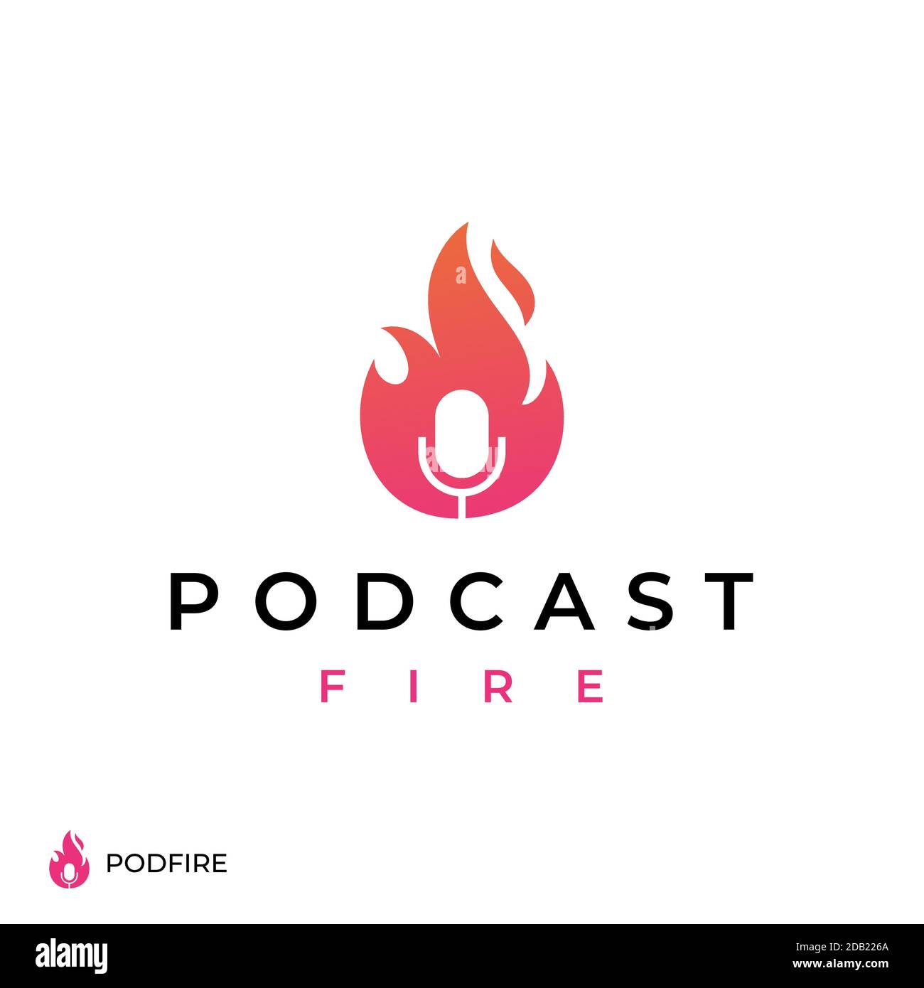Fire flame podcast mic logo design illustration Stock Vector Image ...