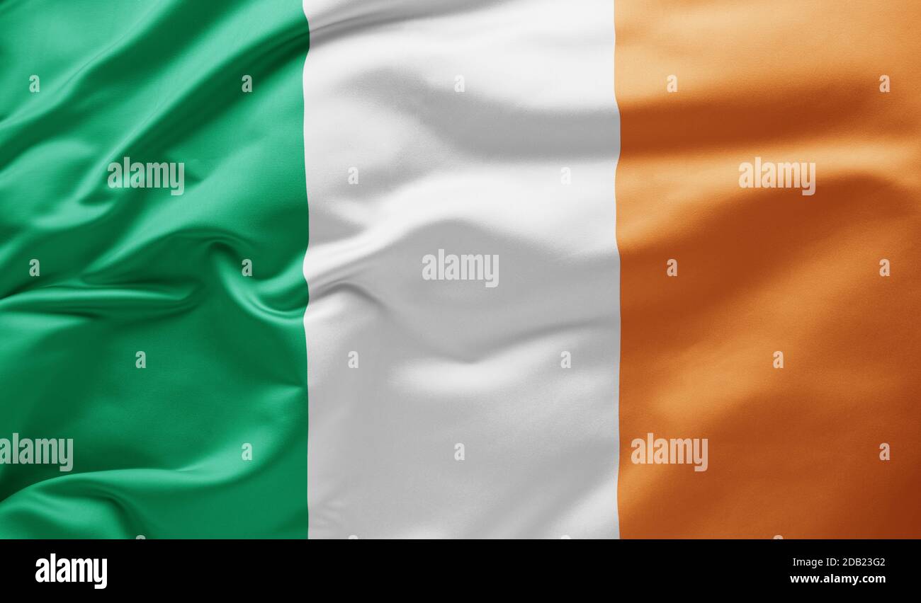 Waving national flag of Ireland Stock Photo - Alamy