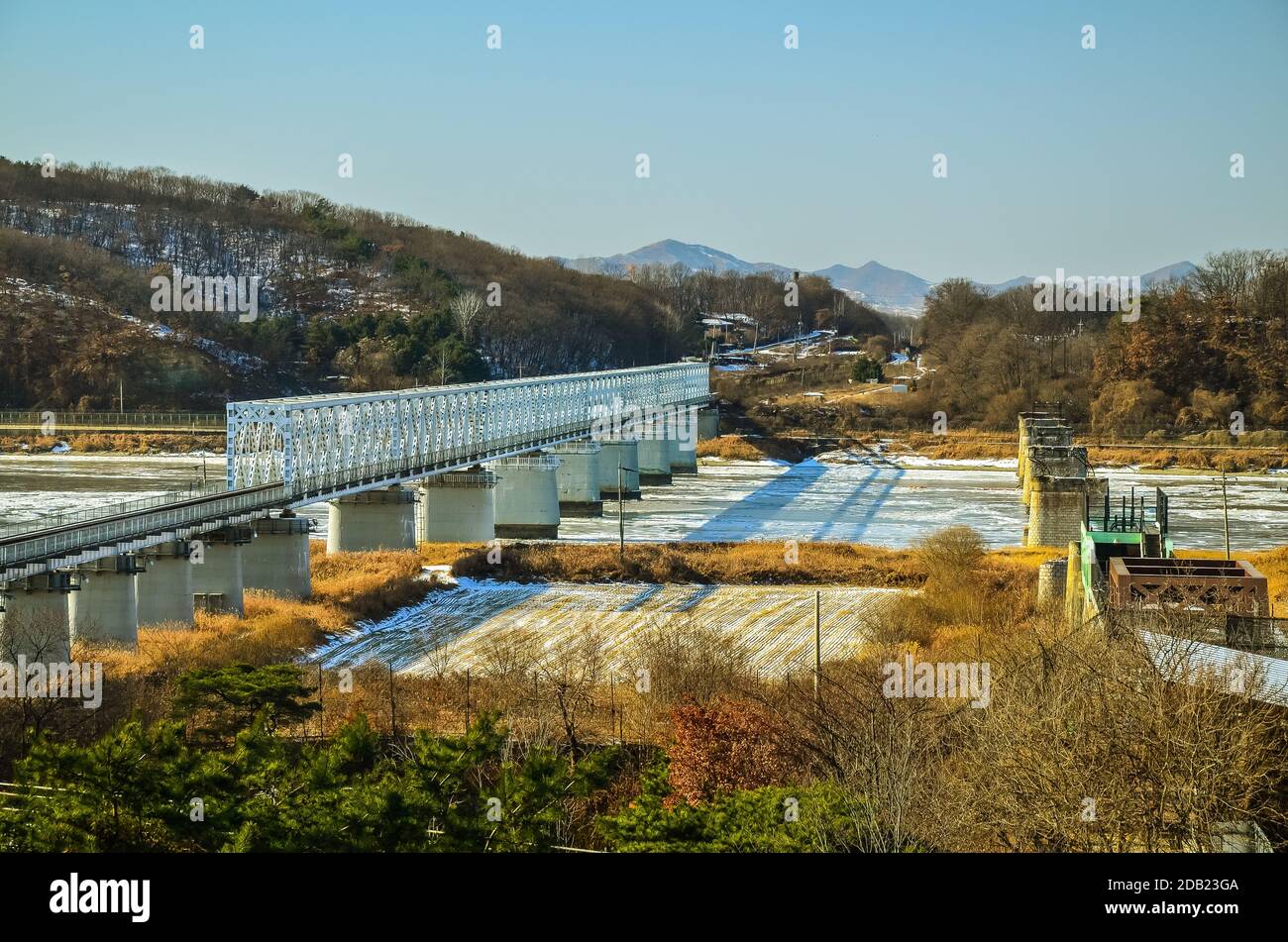 A closeup shot of Freedom Bridge in South Korea on a winter day Stock ...