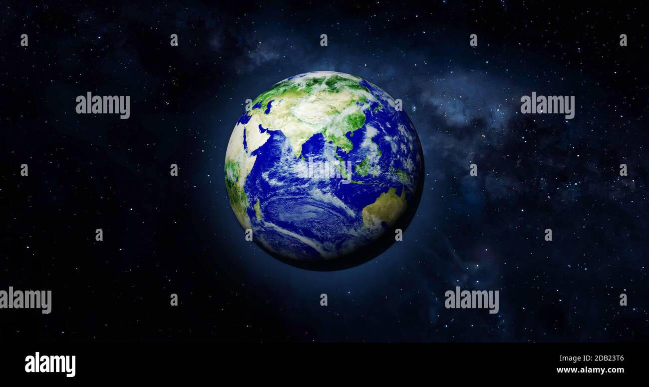 Earth planet on space. front view of the earth from space with clouds ...