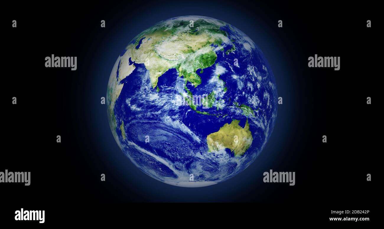 Earth planet on space. front view of the earth from space with clouds ...