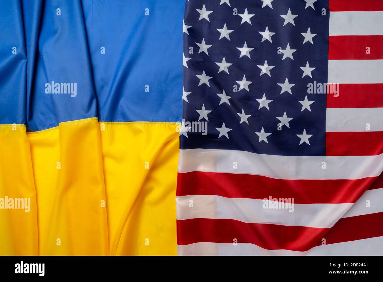 Flags of Ukraine and Usa folded together Stock Photo - Alamy