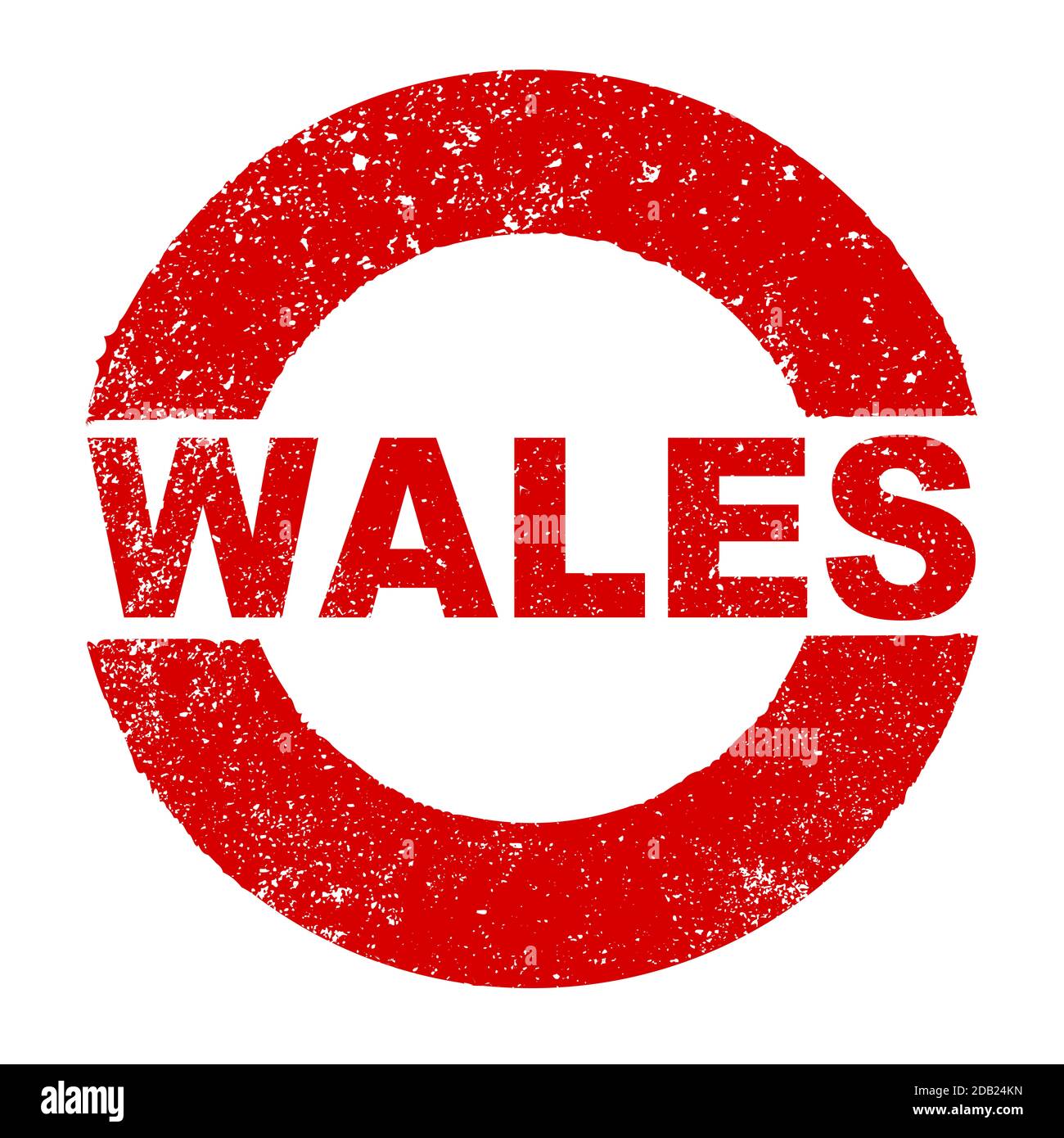 A grunge rubber ink stamp with the text Wales over a white background ...