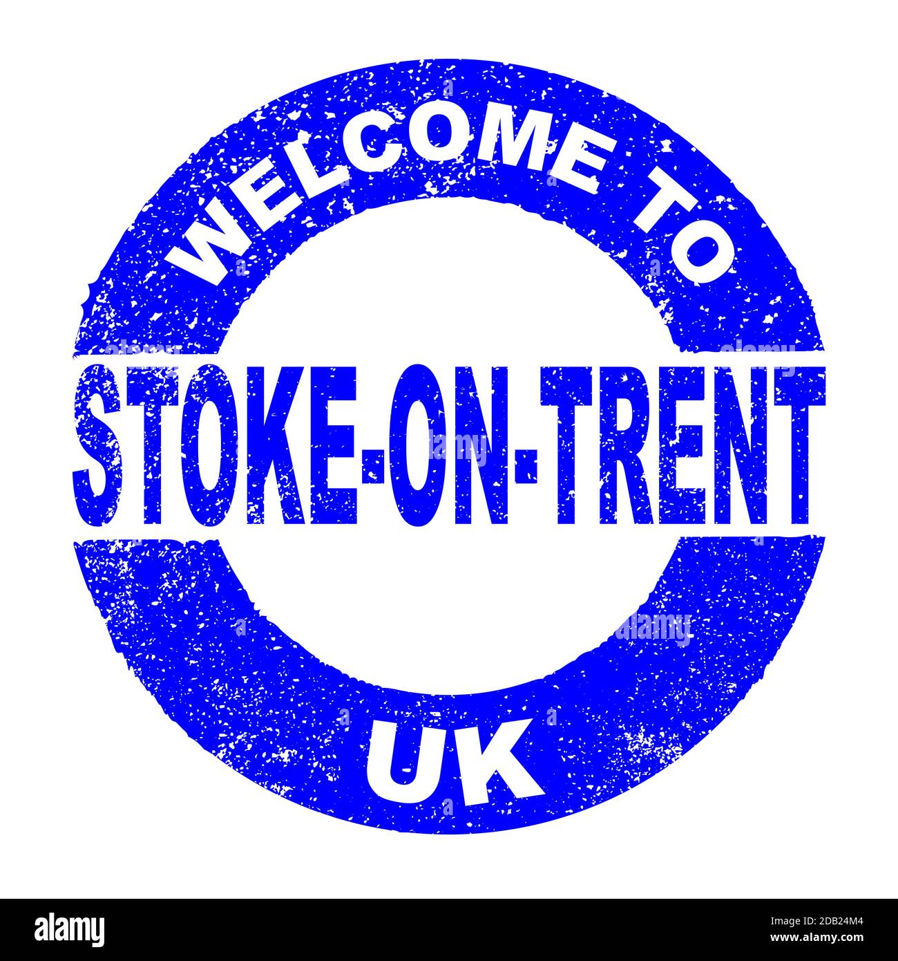 A grunge rubber ink stamp with the text Welcome To Stoke on Trent UK ...