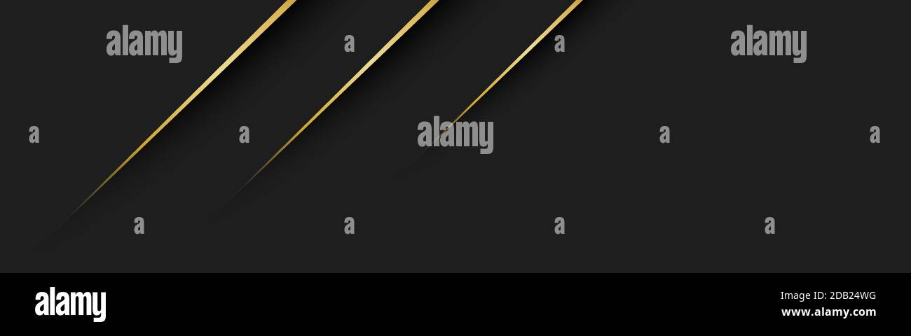 Black abstract modern header with gold lines. Dark corporate banner ...