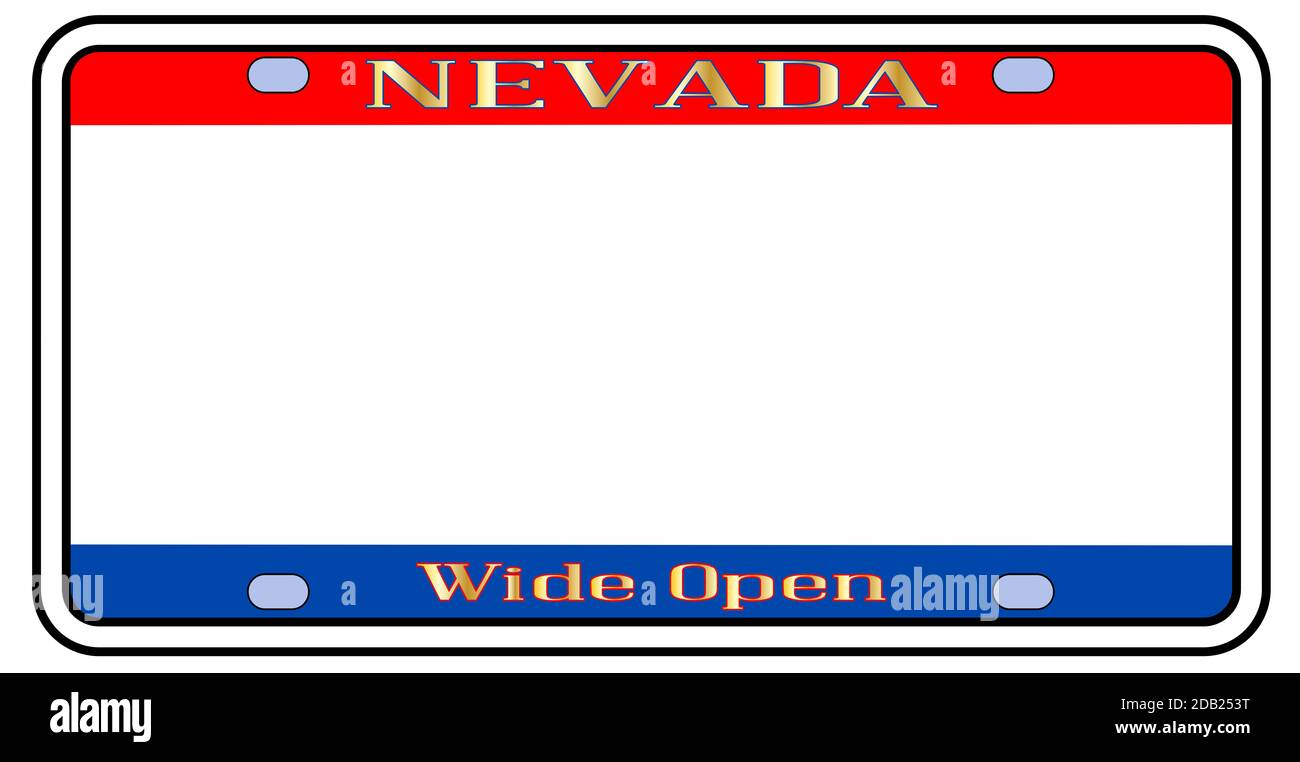 Blank Nevadastate license plate in the colors of the state flag over a ...