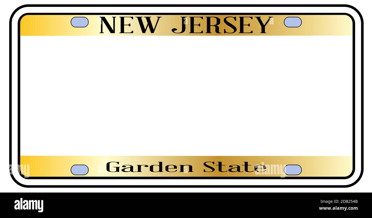 New Jersey state license plate in the colors of the state flag with the ...