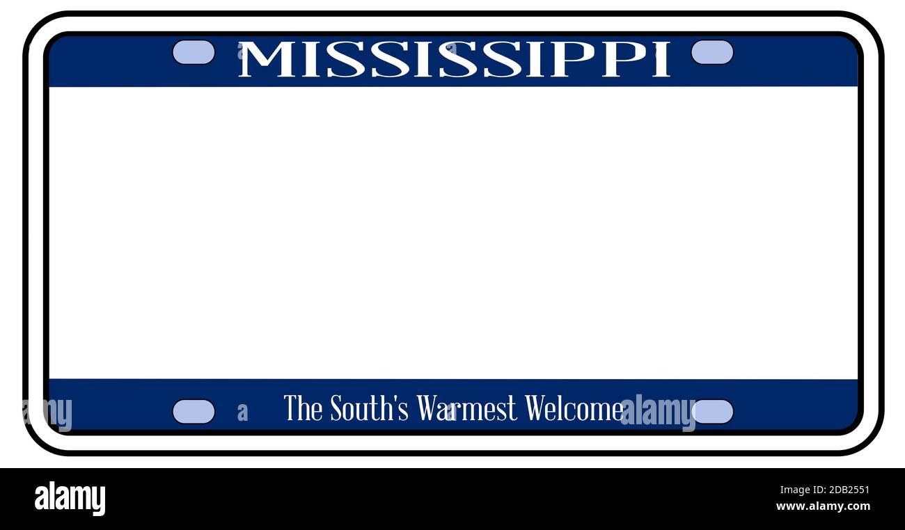 Blank Mississippi state license plate in the colors of the state flag ...
