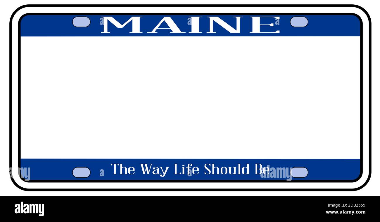 Maine state license plate in the colors of the state flag with the flag ...